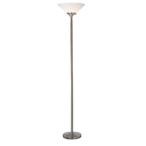 Normande Lighting 150-Watt Incandescent Concord Torchiere Lamp, Brushed Steel