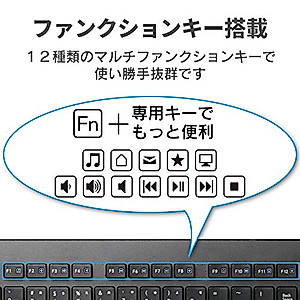 ELECOM Wireless Thin Keyboard/Standard Japanese Layout/Conformity with JIS Standard/Wireless Mouse/Durable/Black/TK-FDM109MBK