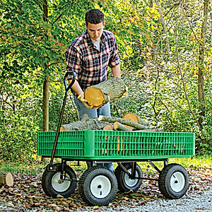 A.M. Leonard Green Utility Wagon with Flat-Free Tires - 30 x 46 x 7.5 Inch Tray
