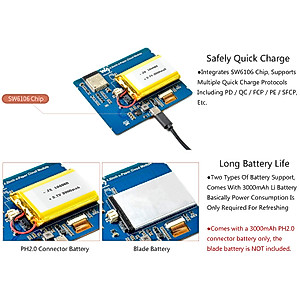 Bicool Waveshare 4.2inch E-Paper Cloud Module 400×300 Pixels e-Ink Display, Bluetooth 4.2 Connectivity Paper-Like Effect,Long Battery Life Support Quick Charge, 4.2inch WiFi e-Paper Display