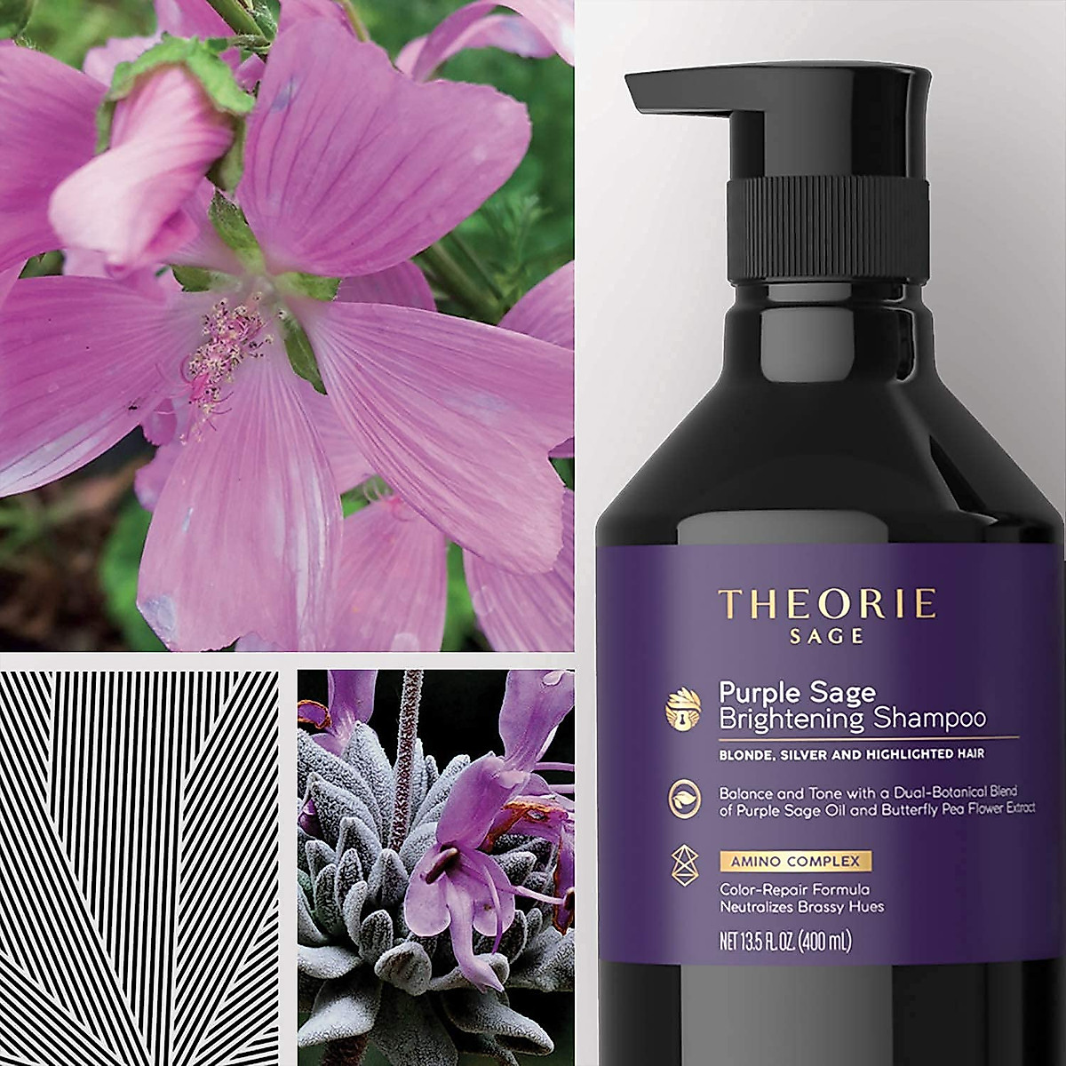 Theorie Purple Sage Brightening Conditioner for Blonde, Bleached, Silver, & Grey Hair. Instantly Eliminates, Neutralizes Brassiness & Yellows | With Argan, Marula, & Grape Seed Oil (800mL)