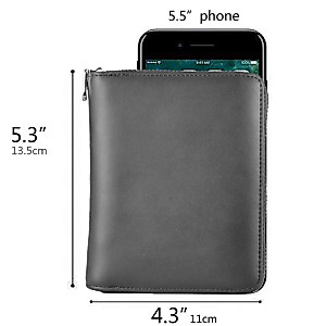 Easyoulife Genuine Leather Credit Card Holder Case Passport Wallet RFID Blocking (Black)