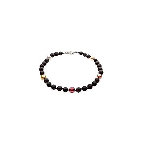 Genuine Amber Anklet From Baltic Sea Made with Unpolished Cherry & Shell Pearl 24 cm (9.4 Inches).