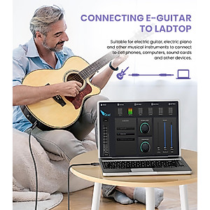 tisino 1/4 Mono to 1/8 Stereo Cable, 3.5mm TRS Stereo to 1/4 inch TS Mono Interconnect Cable (Mono to Stereo Adapter) - 10 feet