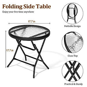 JOINHOM 2 Pieces Outdoor Side Table - Small Patio End Table All Weather, Patio Furniture Sets and Outside Furniture for Pool, Balcony, Deck, Porch, Black