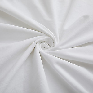 LOVQUE 100% Washed Cotton Duvet Cover Queen Size, White Linen Like Breathable Natural Bedding Set (No Comforter), 90x90 Inches