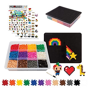 Pix Brix Pixel Art Puzzle Bricks – 6,000 Piece Pixel Art Container, 12 Color Light Palette – Interlocking Building Bricks, Create 2D and 3D Builds Without Water or Glue – Stem Toys, Ages 6 Plus