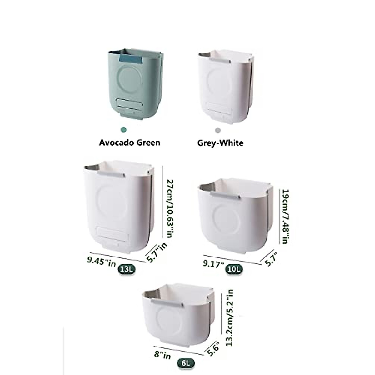 Hanging Kitchen Trash Can,6L Folding Small Waste Bins,White Hang Garbage Can,Mountable Indoor Compost Bin,Collapsible Mini Garbage Bin for Cabinet,Car,Bathroom,Office