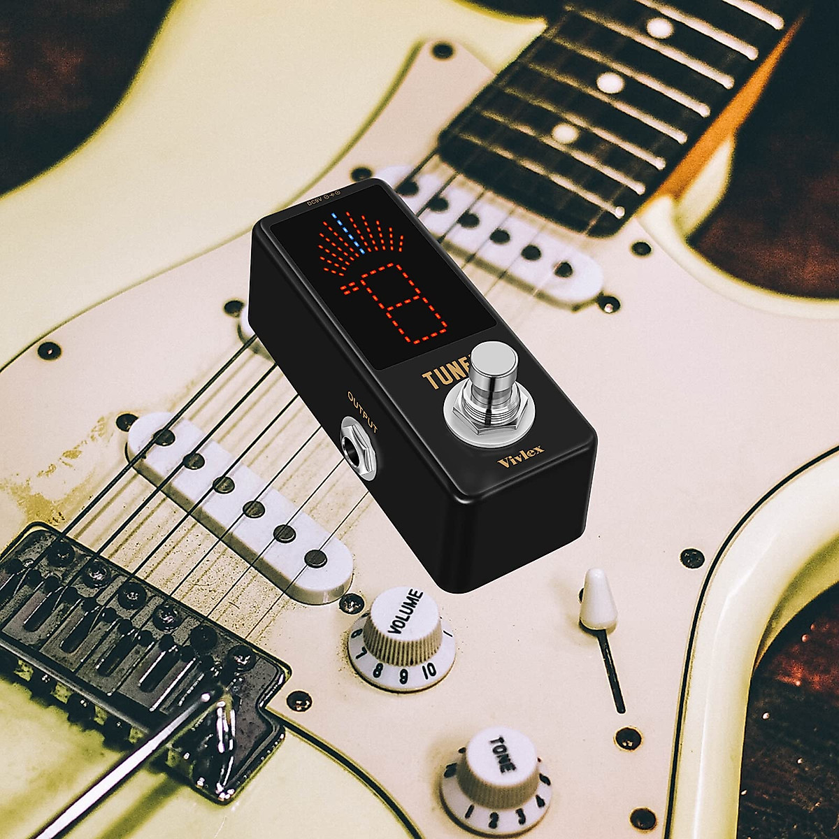 Vivlex Chromatic Tuner Pedal HD LED Display Mini Tuning Pedal for Guitar and Bass High Precision Full Metal Shell with True Bypass