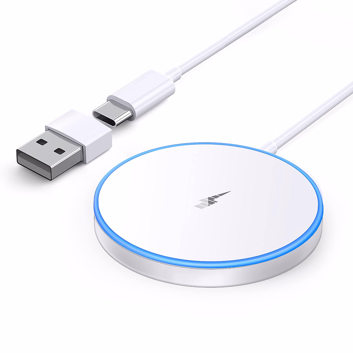 Magnetic Wireless Apple Mag-Safe Charger for iPhone 15/14/13/12 Series, AirPods 3/2/Pro - LED Magnet Pad With Dual Charging Ports