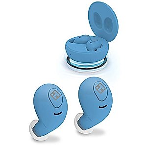 iHome Wireless Earbuds with Charging Case, Water Resistant Bluetooth Earphones with Microphone and Touch Control, Blue