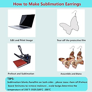 144 pcs Sublimation Earring Blanks Bulk MDF Animals Double-Sided Printing Halloween Christmas Sublimation Earring Blanks with Earring Hooks and Jump Rings (Butterfly)