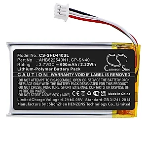 CS Cameron Sino 600mAh / 2.22Wh Replacement Battery for Sennheiser HD 4.40 BT, HD 4.50BTNC, Momentum 2.0, Momentum 3.0, Urbanite XL AHB622540N1, CP-SN40