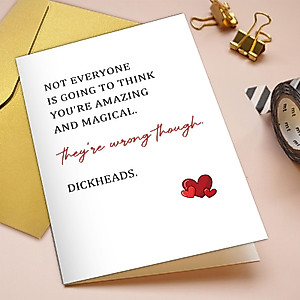 Qiliji Funny Encouragement Card for Men Women, Support Card for Friend, Affirmation Card for Sister Brother, Thank You Card, Not Everyone Think You're Amazing And Magical