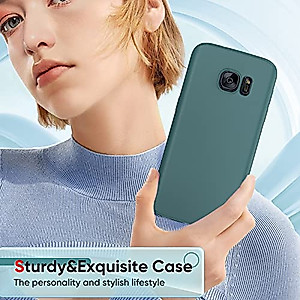 LeYi for Galaxy S7 Case, Samsung S7 Phone Case with 2 Pack Tempered Glass Screen Protector for Women Men, Liquid Silicone Slim Silky-Soft Gel Rubber Phone Case Cover for Samsung Galaxy S7, Green