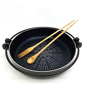 JapanBargain 3789, Bamboo Cooking Chopsticks with Spoon and Fork 3-in-1 Taste and Cook Cooking Utensil for Deep Frying Shabu Hot Pot Noodles, 13 inch Long, 1 Pair