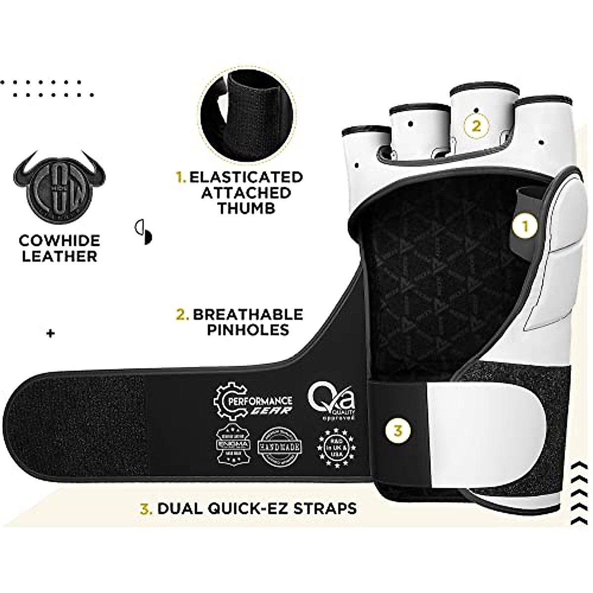 RDX MMA Gloves Sparring Martial Arts Grappling Cowhide Leather Training UFC Cage Fighting Combat Punching Bag Gel Mitts,Black,Small