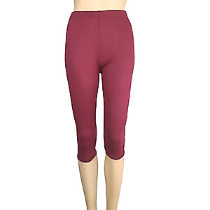 PANOEGSN Tummy Control Leggings for Women Capri Pants Solid Color Cropped Yoga Pants Tight Stretchy Athletic Fitness Trousers