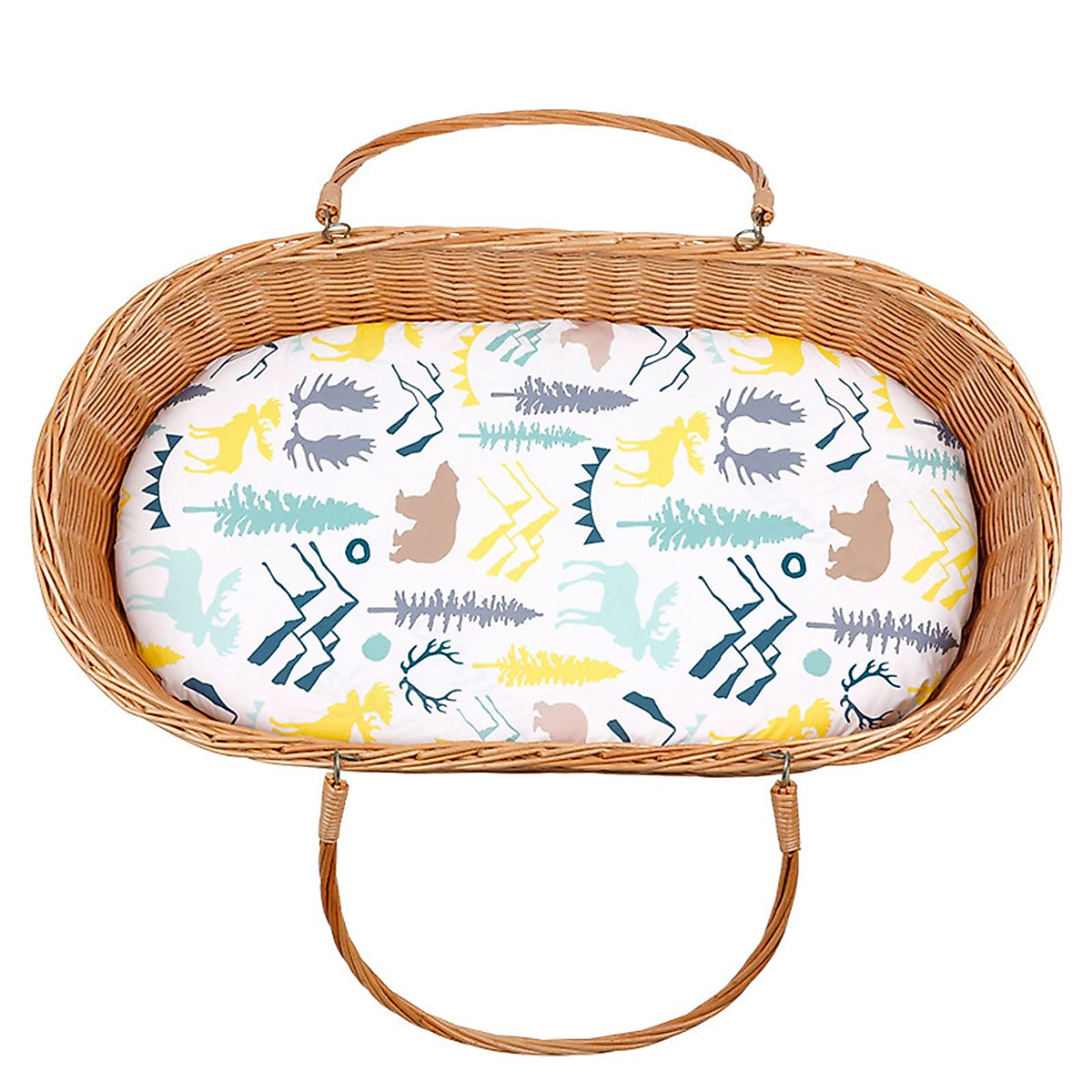 Stretch Bassinet Sheets for Baby Set of 2 - Ultra Soft, Breathable, 100% Organic Cotton, Fitted Bassinet Sheet for Bassinet Pad/Mattress, Unisex Boys Girls (NY05)