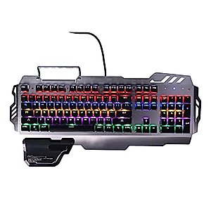 Lighted Up Keyboard Wired Keyboard Gaming Keyboard RGB USB Mechanical Keyboard, Ergonomic Keyboard 104 Keys USB Aluminum Alloy Computer Supplies for Pc(Black)