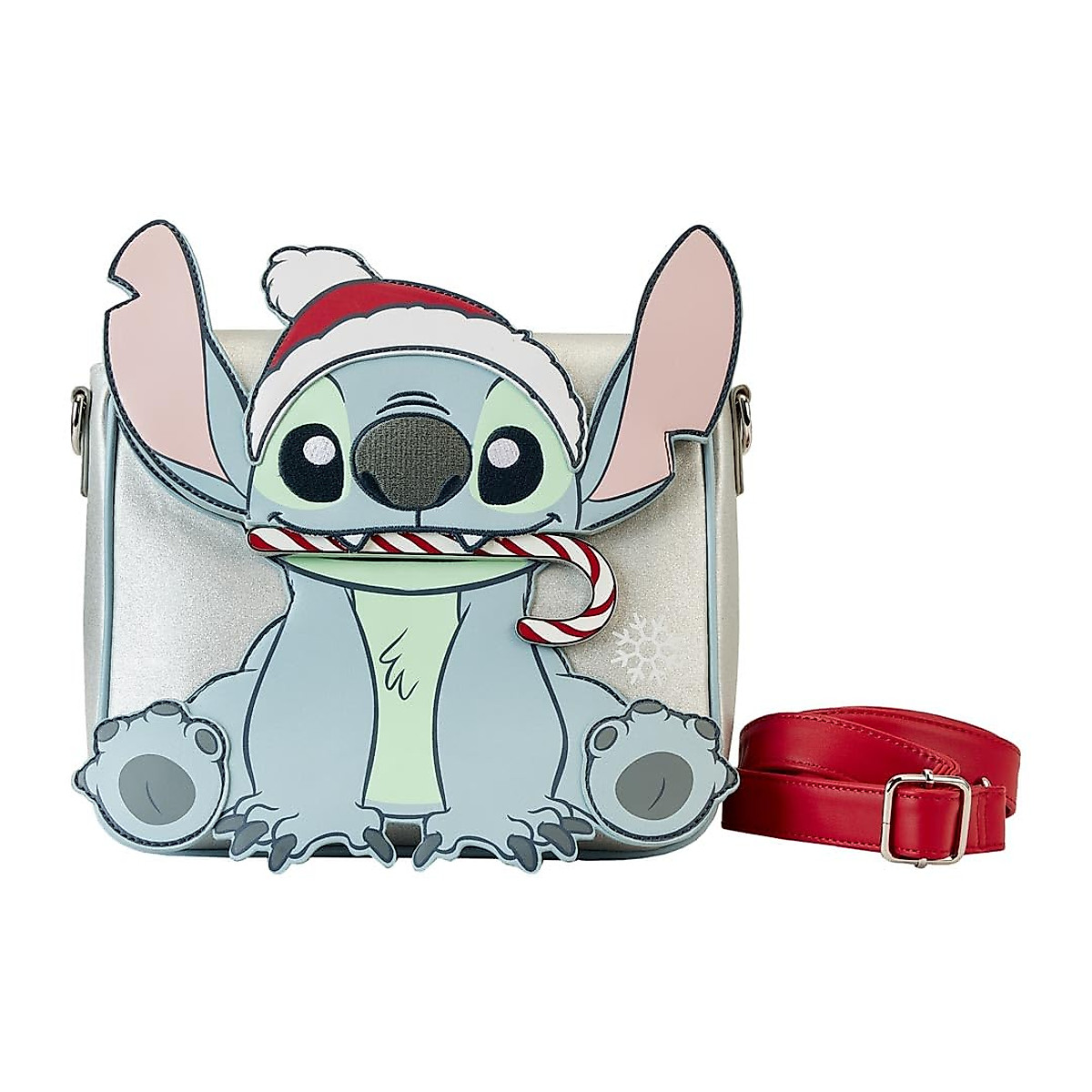 Loungefly Disney Stitch Holiday Glitter Crossbody Bag