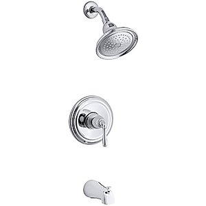 KOHLER TS395-4-CP Devonshire(R) Rite-Temp(R) Bath and Shower Valve Trim with Lever Handle, NPT spout and 2.5 gpm showerhead, 1, Polished Chrome