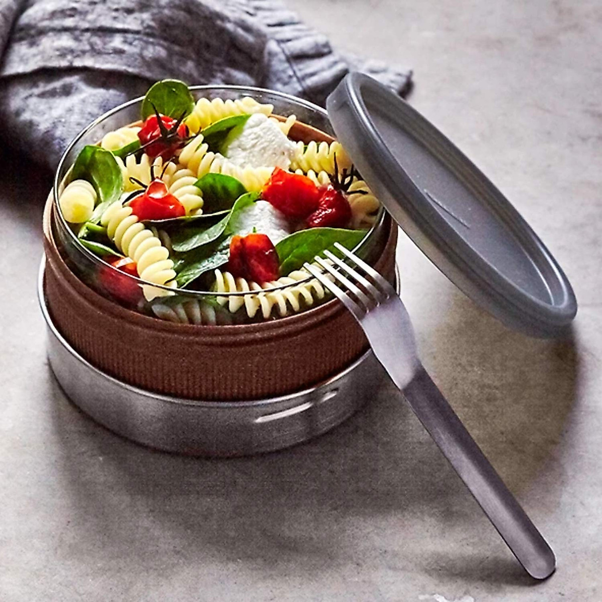 BLACK + BLUM Glass Lunch Bowl | Leak-Proof Oven Safe Meal Prep Lunch Box Food Container, Almond, 25 fl oz / 750 ml