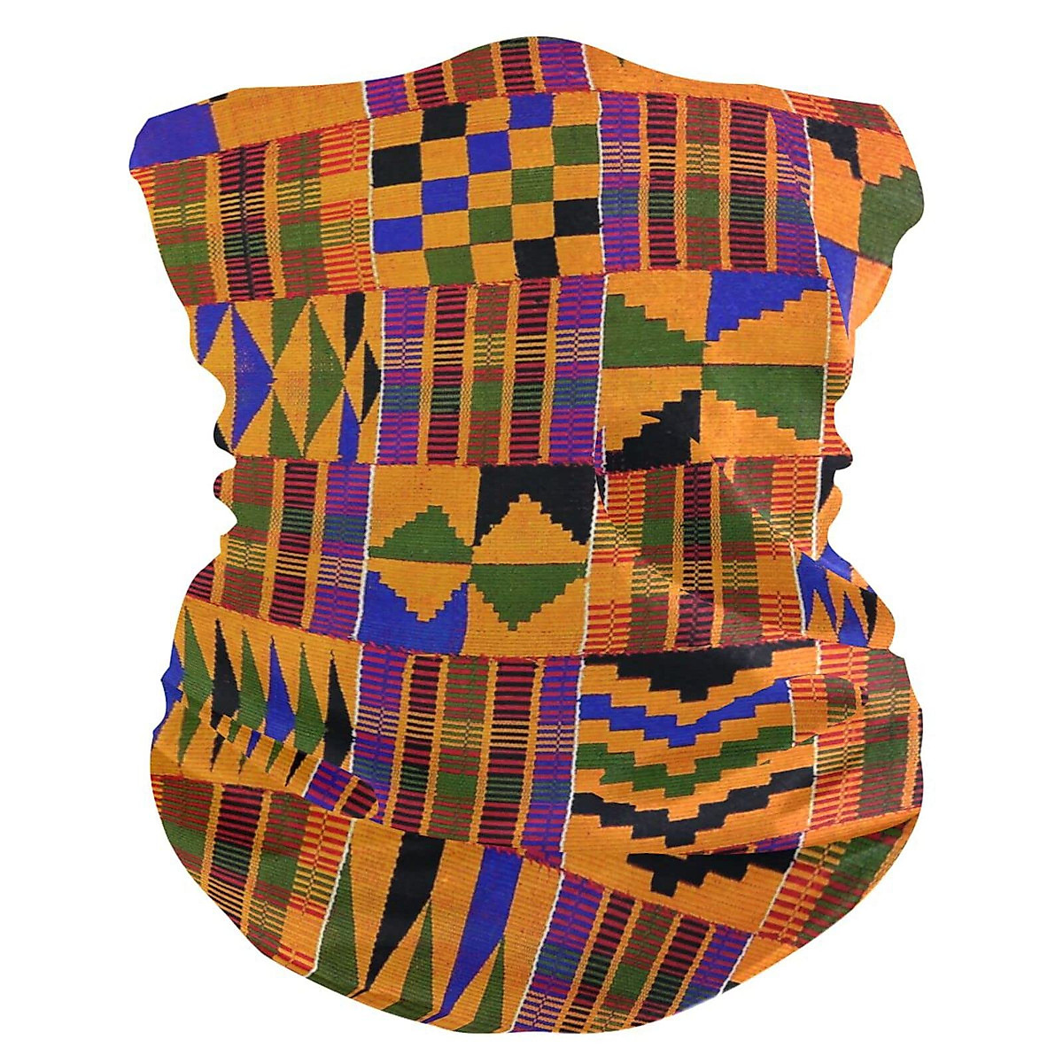 High Elastic Neck Gaiter, Magic Scarf, Bandana, Balaclava,Ghana Kente Cloth Headband for Cycling, Fishing, Motorcycling, Running, Skateboarding, Moisture Wicking Headwear