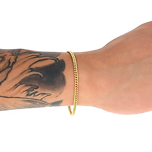 Nuragold 14k Yellow Gold 3mm Miami Cuban Link Chain Bracelet or Anklet, Mens Womens Jewelry 7" 7.5" 8" 8.5" 9"