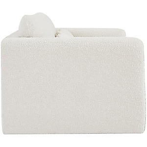 Meridian Furniture 198Cream-L Stylus Collection Modern | Contemporary Boucle Fabric Upholstered Loveseat with Rich Cream Boucle Fabric, Curved Arms, 64" W x 38" D x 31" H, Cream