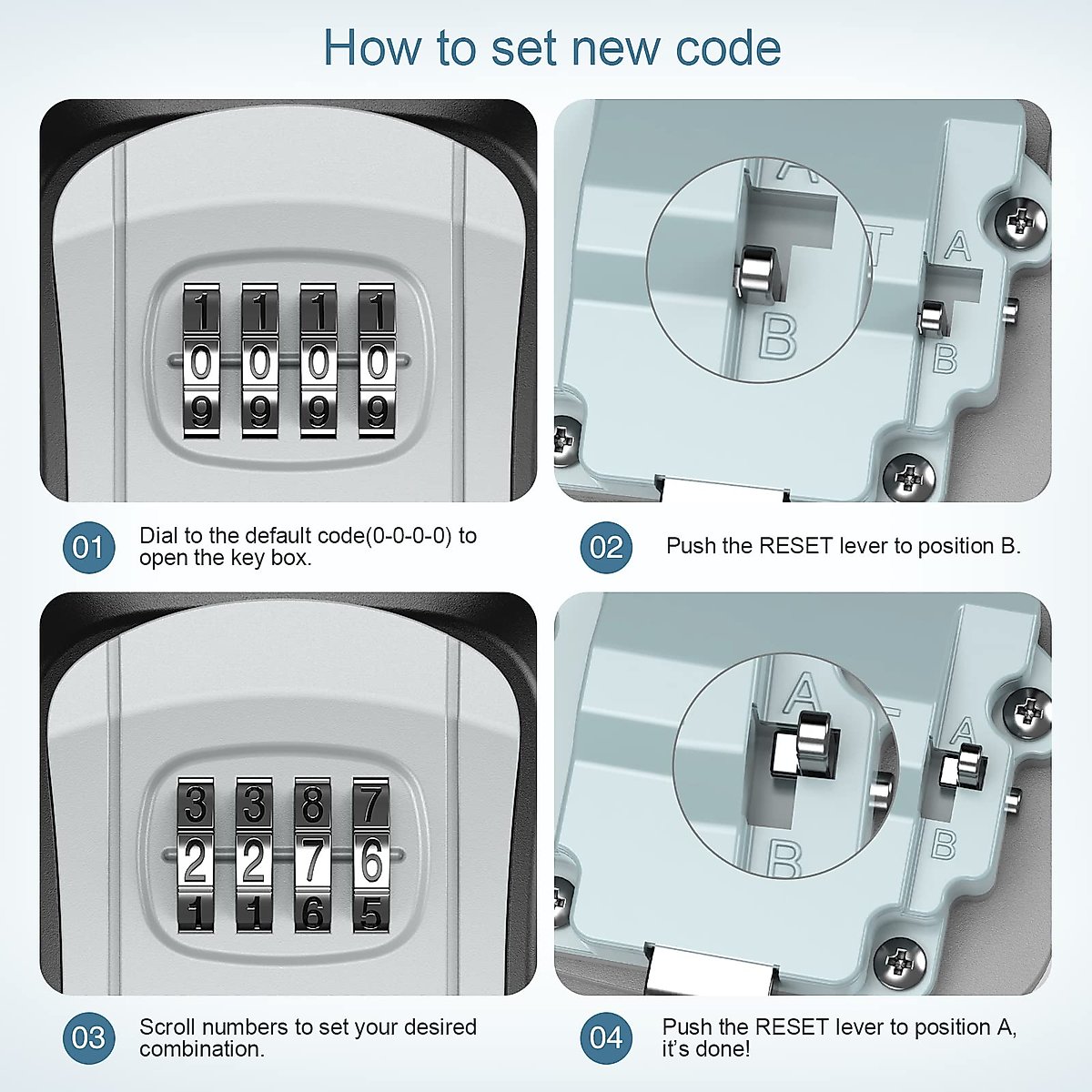 Ankilo Key Lock Box, Lock Box for House Key, 4-Digit Resettable Code Combination Small Safe Security Lockbox, Portable Wall Mounted Key Storage Lock box for Home, Realtors Garage Spare Keys,1 Pack…