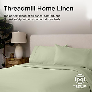 Threadmill Luxury Supima Cotton Sheets, Luxury 1200 Thread Count Soft 100% Cotton Sheets for Full Size Bed, 4 Pc Sage Green Bed Sheets Full Set, 5-Star Hotel Quality Deep Pocket Bed Sheets Set