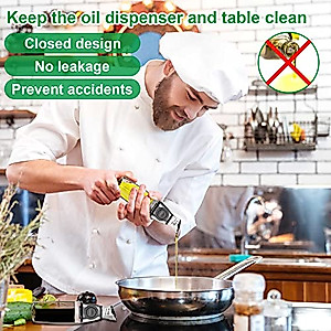 Nemufy Olive Oil Dispenser Bottle for Kitchen with Measurement Scale Cooking Oil and Vinegar Soy Sauce Bottling Clear Glass Oil Bottles Oil Pot Oil Container, 17oz/500ml