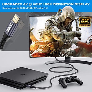 Yurnero DisplayPort Cable 144hz, DP Cable 10FT，[4K@60Hz, 2K@165Hz, 2K@144Hz] Gold-Plated Braided Ultra High Speed Monitor Cable for Gaming Monitor, Graphics Card, TV, PC, Laptop