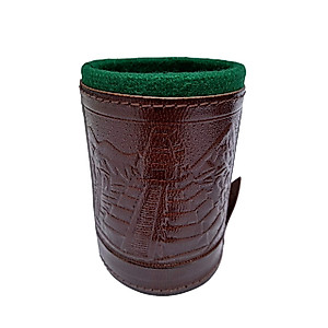 Cup Poker dice Game Set with Cup Leather Lined (cubilete)…Brown