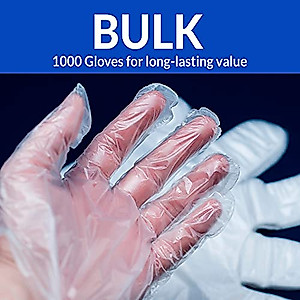 Reli. Disposable Gloves, Medium (1000 Pack Bulk) (S/M/L/XL Available), Hybrid Plastic Gloves Disposable - Latex Free/Powder Free, Clear Disposable Gloves for Hand Protection/Food Handling (Med)