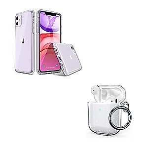 ULAK Clear Phone Case iPhone 11 + Clear Glitter Case for AirPods 2nd 1st Generation