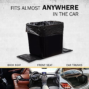 Car Trash Can Large Capacity Automotive Garbage Bin 1.4 Gallon Stability Flap for Cars & Trucks Leakproof Auto Garbage Bin & Car Trash Waste Container for Vehicles Black with Trash Bag (Black)