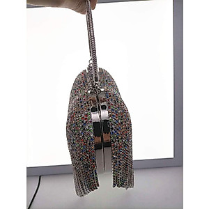 WANLIAN Women Luxury Cute Heart Shape Tassel Evening Clutch Bag Rhinestones Wedding Party Purse Handbag With Earrings Necklace