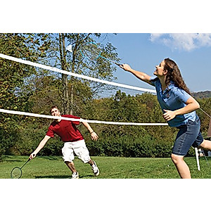 EastPoint Sports Deluxe Volleyball Badminton Net Set - Features Weather Proof Material and a Full Set Storage Bag - Includes 1 Volleyball, 4 Badminton Rackets, and 2 Badminton Shuttlecocks