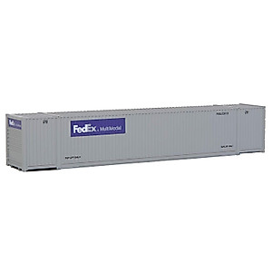 Walthers SceneMaster HO Scale Model of FedEx MultiModal (Gray, Purple) 53' Singamas Corrugated Side Container,949-8504