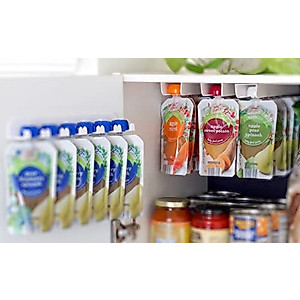 Storage Theory Food Pouch Slider Organizer for Kitchen Pantry, Cabinet and Refrigerator - Peel and Stick Storage for Applesauce, Yogurt, Baby Food Pouches - 3 pk