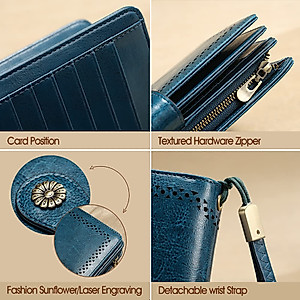 CHANPINCL RFID Vintage Long Wallets for women Secure Large Capacity Travel Wristlet Clutch Multi-card Wallets (Yellow)