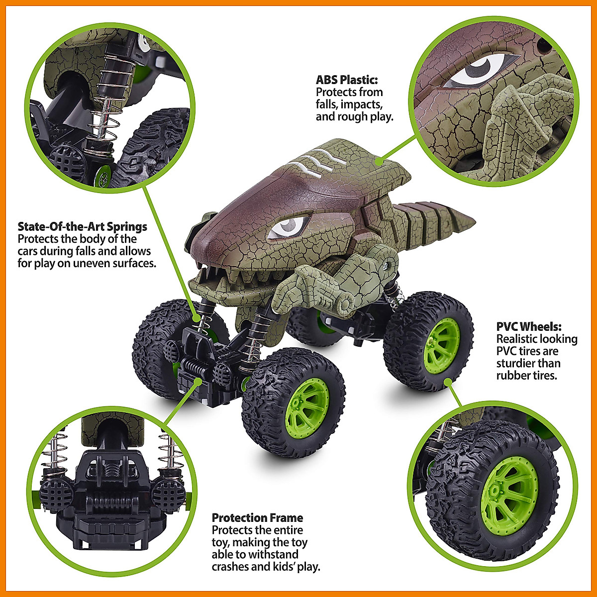 CHUCHIK Dinosaur Pull Back Car Toy. New Model Dinosaurs Vehicles Toys for Kids and Toddlers. Dino Cars are for Boys and Girls 2 3 4 5 6 Year Old