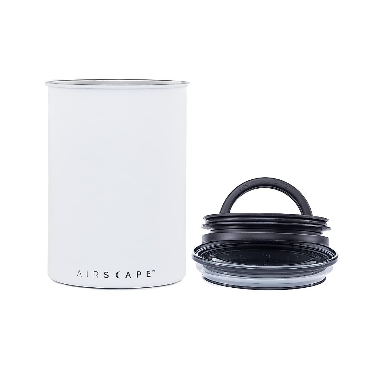 AirScape Steel Coffee Canister Family - Set of 3 - Food Storage Container - Patented Airtight Lid - Push Out Excess Air Preserve Food Freshness (Matte White, Small, Medium & Large Kilo)