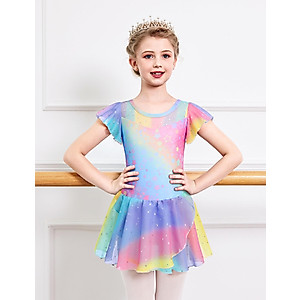 Zaclotre Girls Ballet Leotards Ruffle Sleeve Sparkle Dance Leotard Toddler Ballerina Dress Outfits