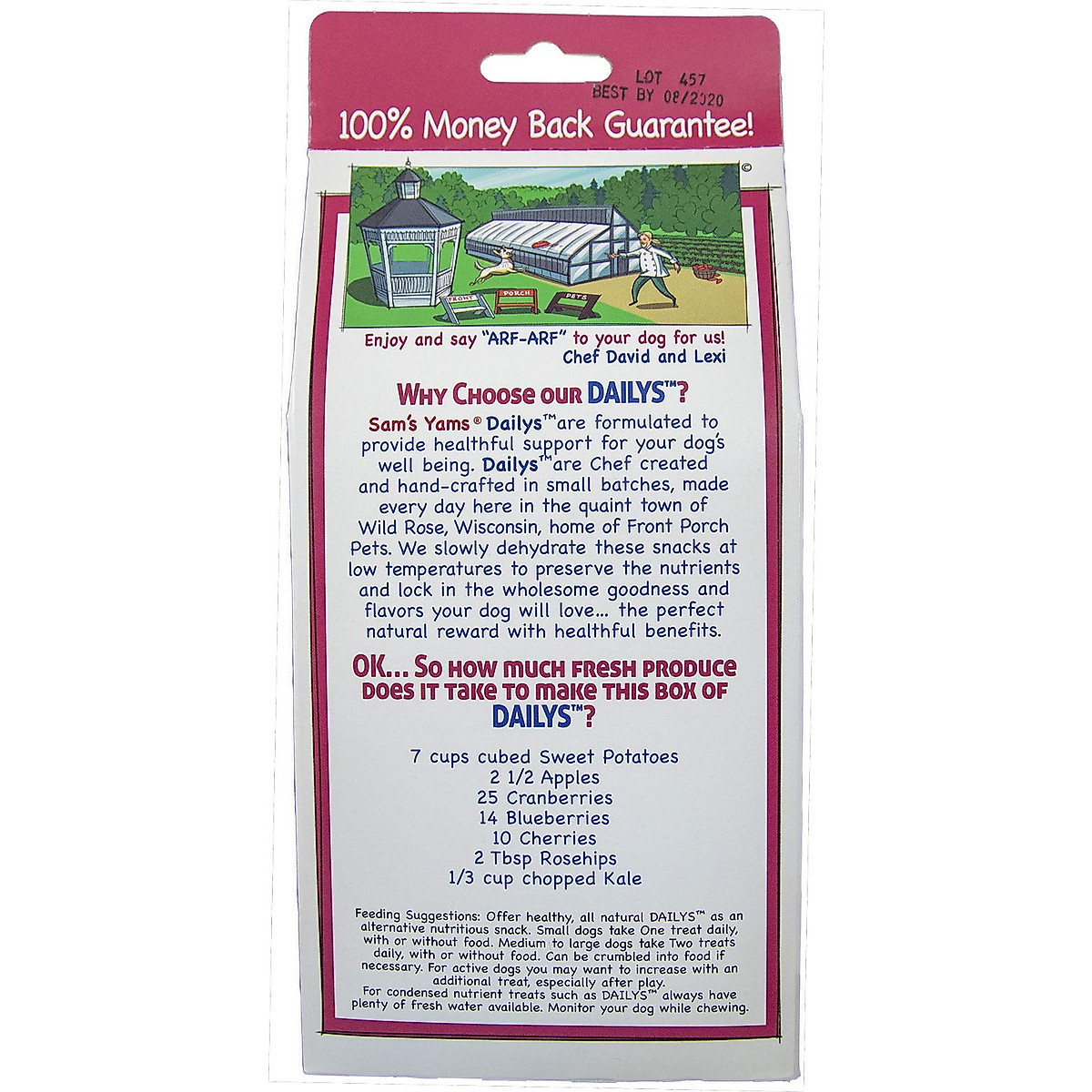 Sams Yams Sweet Potato Dog Treats, Healthy Dog Treats for Large, Medium or Small Breed Dogs, Vegan Sweet Potato Dog Chews Made in USA - Sam's Yams DAILY's Berry Yammy Recipe Dog Snacks, 7oz