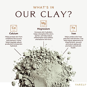 YARELI Bentonite Clay Powder Facial Mask & Detox Bath, Pure Indian Healing Clay, 2lb (32oz)