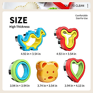 Sliafwh Sandwich Cutter and Sealer for Lunch - 5 PCS Uncrustable Maker for Lunchbox and Bento Box - Cookie Cutters for Boys Girls