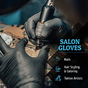 Hand-E Touch Black Nitrile Disposable Gloves X-Large, 100 Count - BBQ, Tattoo, Hair Dye, Cooking, Mechanic Gloves - Powder and Latex Free Gloves